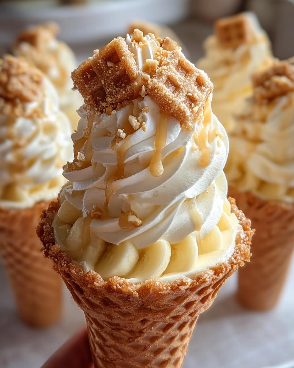 Banana Pudding Cheesecake Cones - Cooking Leader