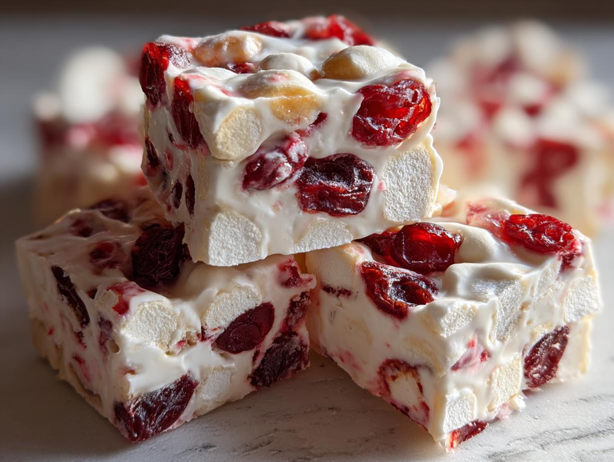 Candied Cherry Divinity Squares - Cooking Leader