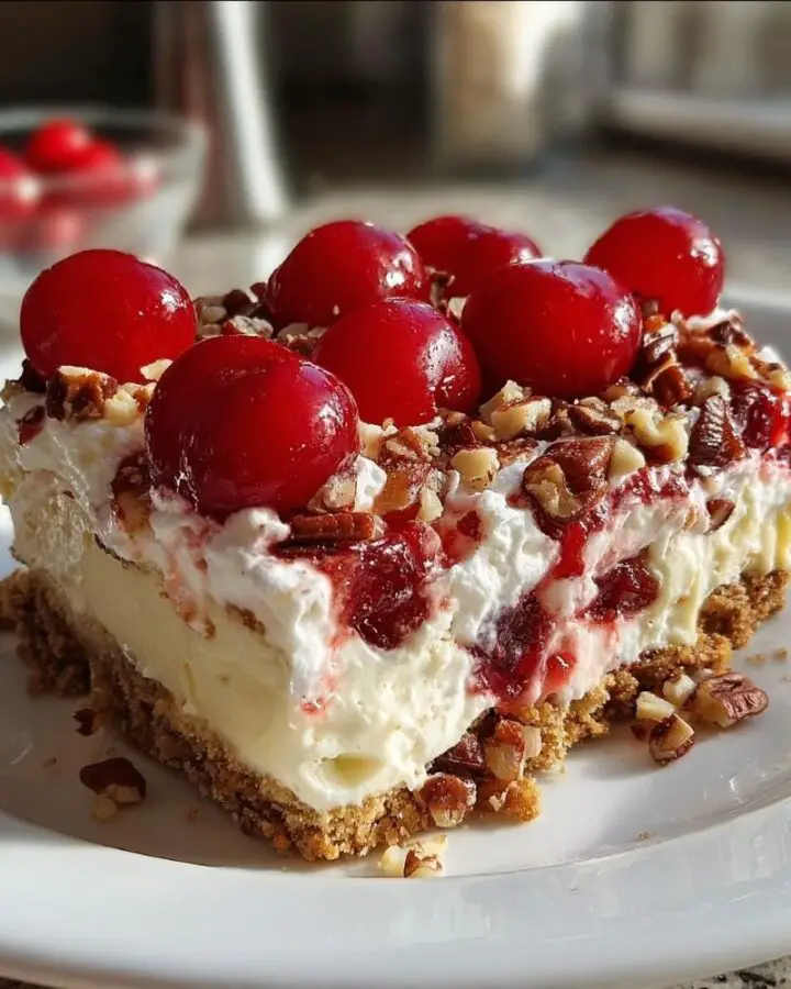 Cherry Pecan Cheesecake Lush - Cooking Leader