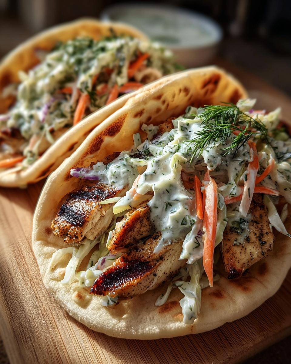 Chicken Pitas with Herby Ranch Slaw - Cooking Leader