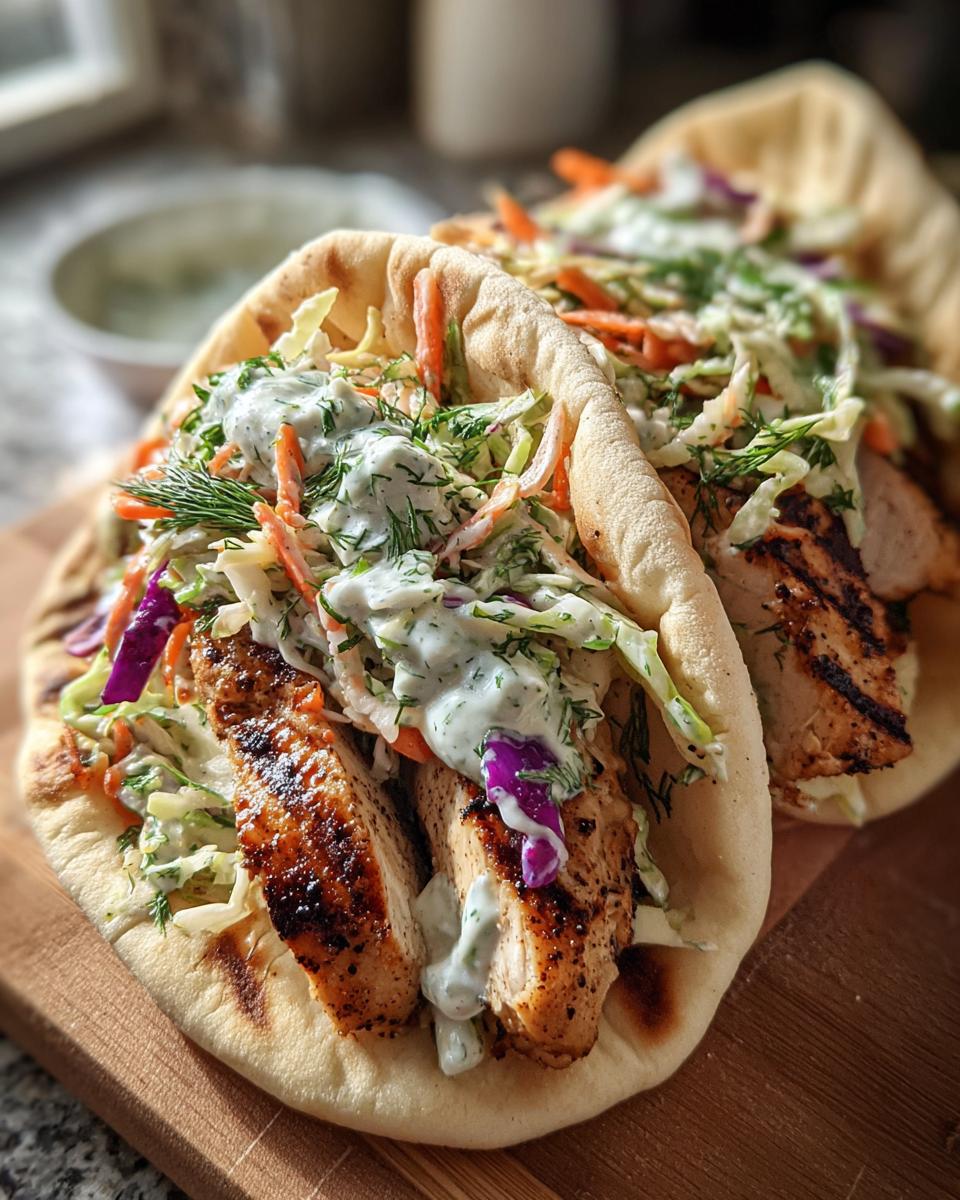 Chicken Pitas with Herby Ranch Slaw - Cooking Leader