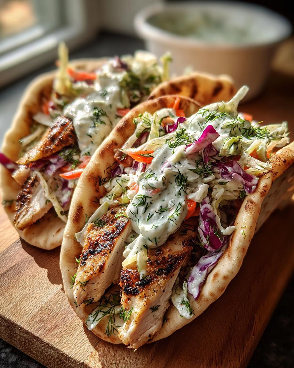 Chicken Pitas with Herby Ranch Slaw - Cooking Leader