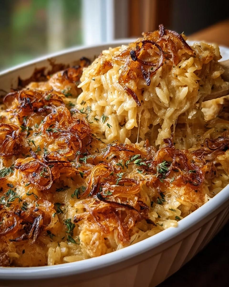 French Onion Chicken Orzo Casserole - Cooking Leader