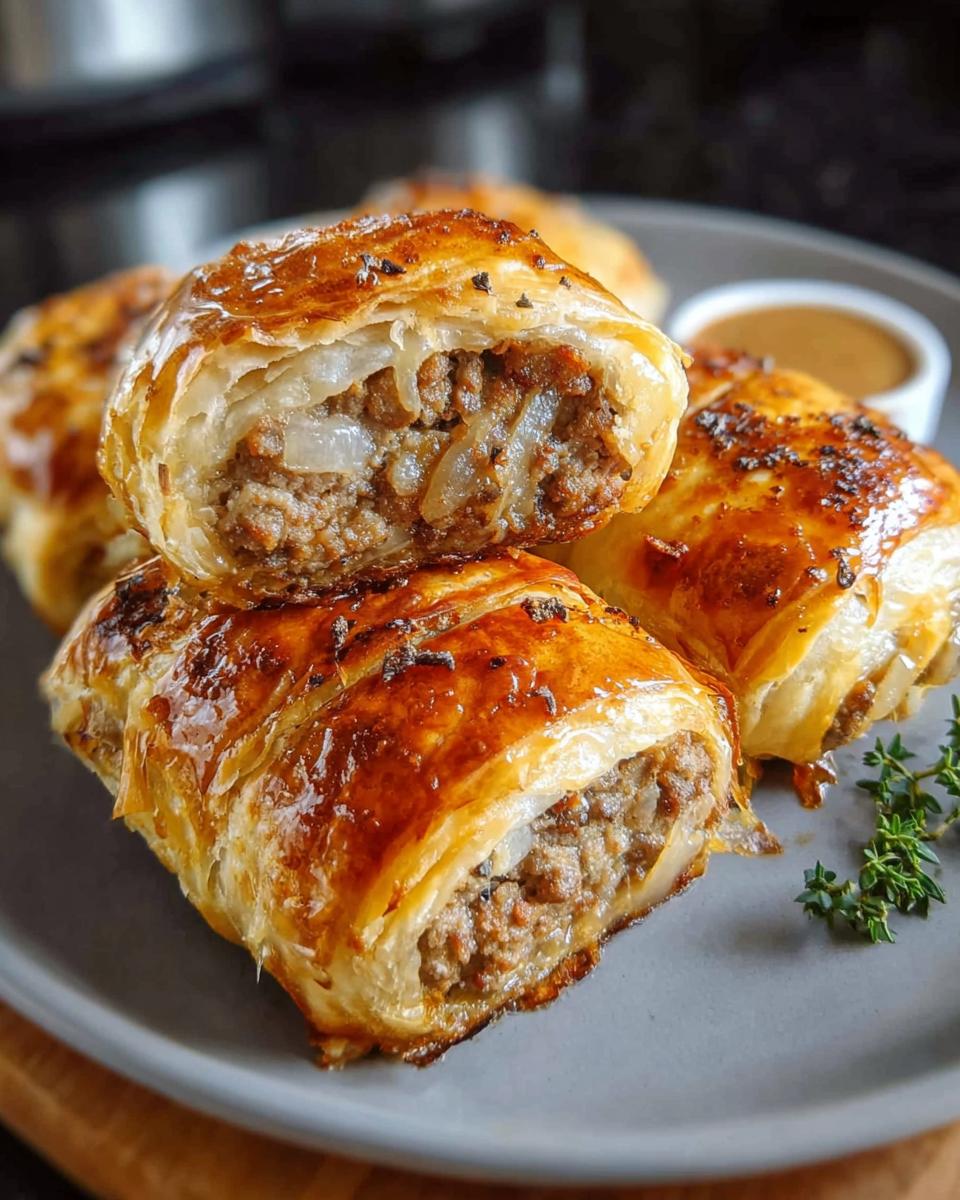 French Onion Sausage Rolls - Cooking Leader