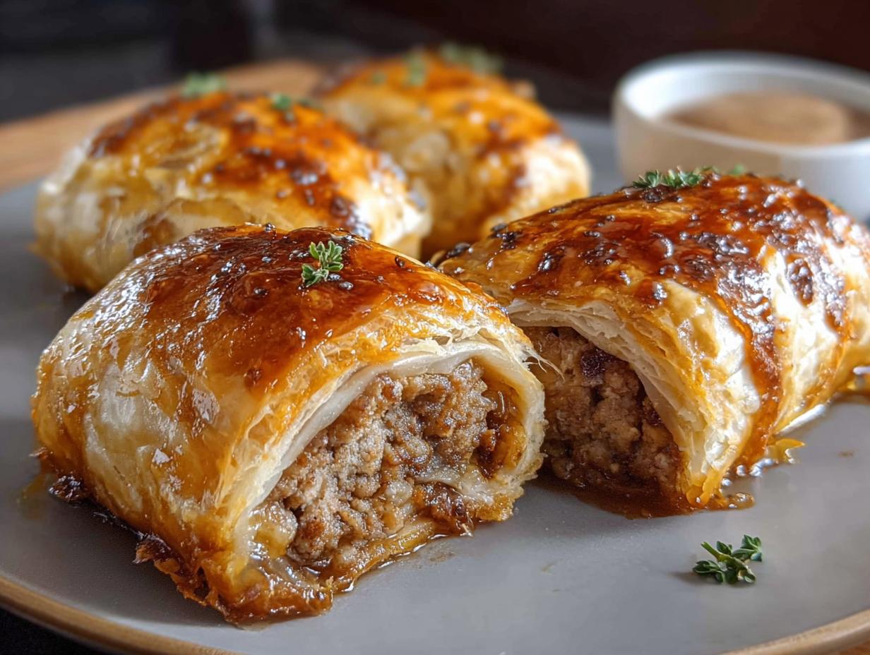 French Onion Sausage Rolls - Cooking Leader
