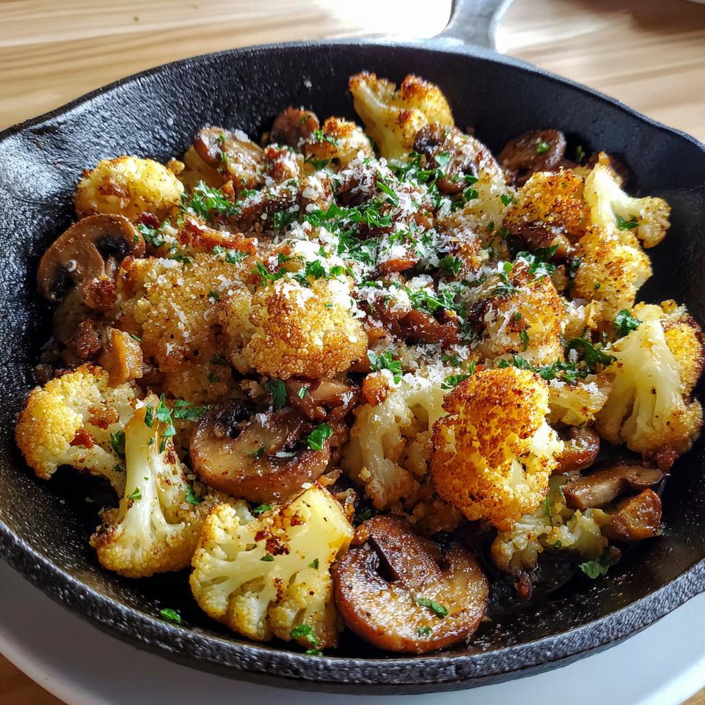 Garlic Cauliflower Mushroom Skillet - Cooking Leader