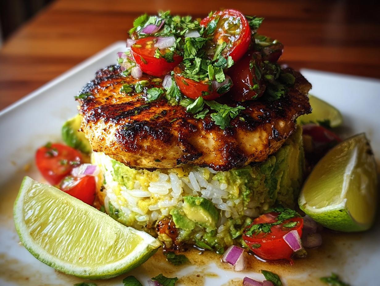 Honey Lime Chicken & Avocado Rice Stack - Cooking Leader