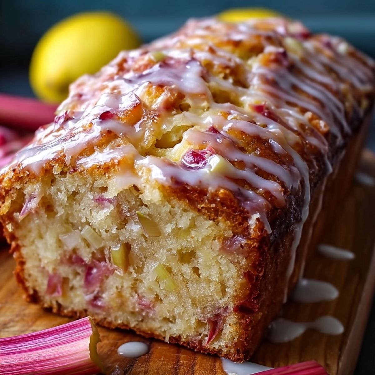 Lemon Rhubarb Loaf with Glaze - Cooking Leader