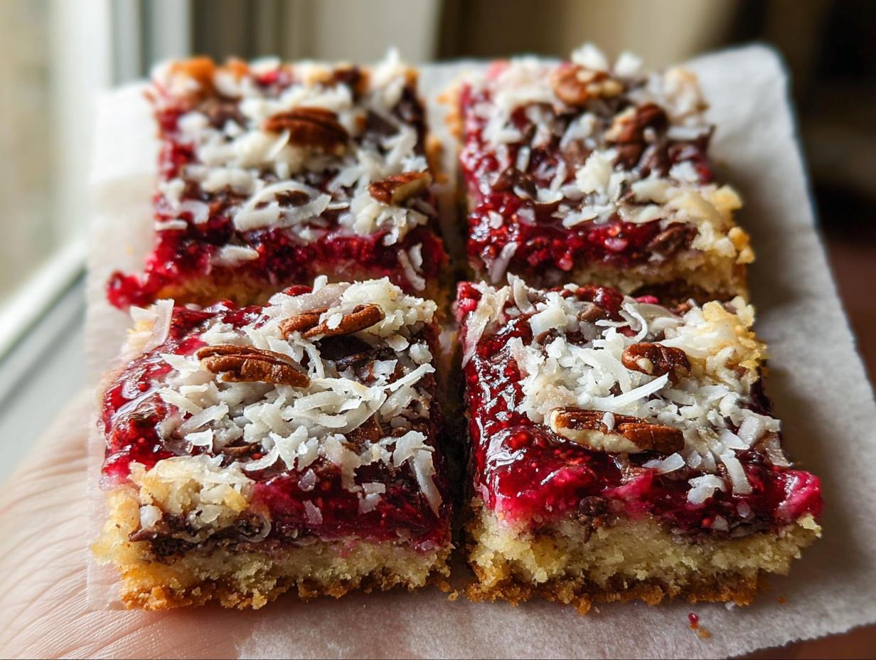 Raspberry Coconut Magic Bars - Cooking Leader