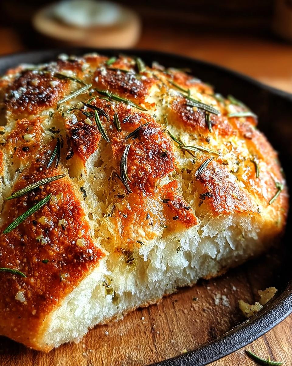 Delicious Rustic Garlic Rosemary Skillet Bread - Cooking Leader