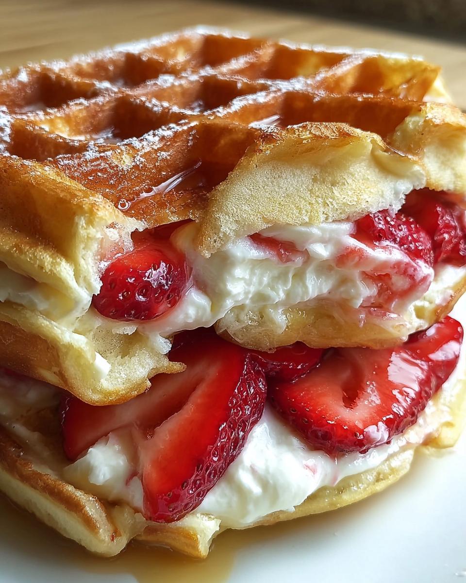 Strawberry Cheesecake Stuffed Waffles - Cooking Leader