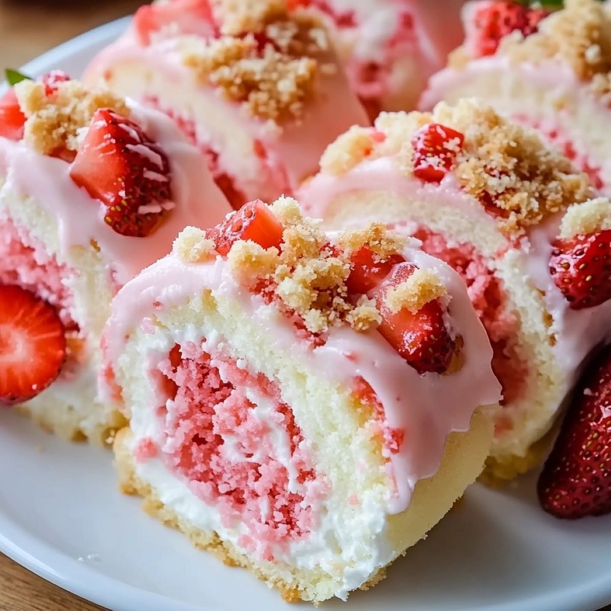 Strawberry Shortcake Cheesecake Rolls - Cooking Leader